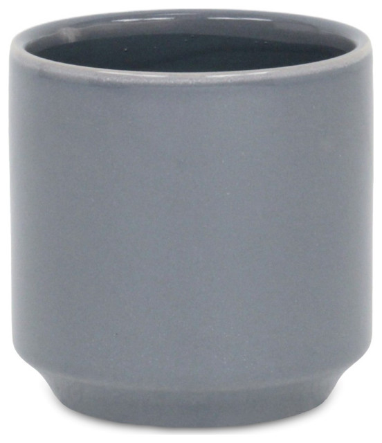 Gray Ceramic Pot - Small and Elegant - Transitional - Indoor Pots And ...