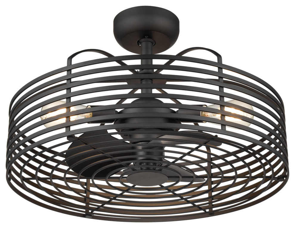 3 Light 24" 3 Blade Indoor Ceiling Fan with Remote Control - Industrial ...