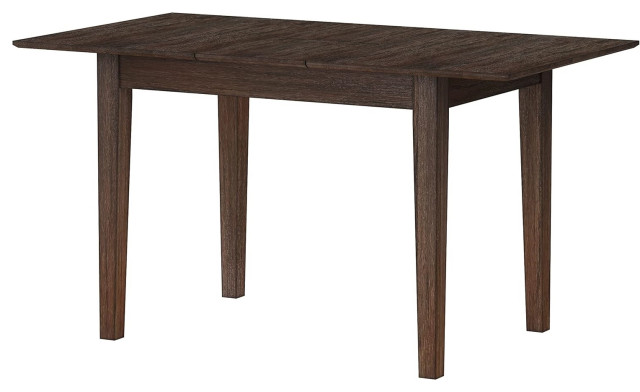 Convertible Espresso Dining Table with Wire Brush Finish and Rubberwood ...
