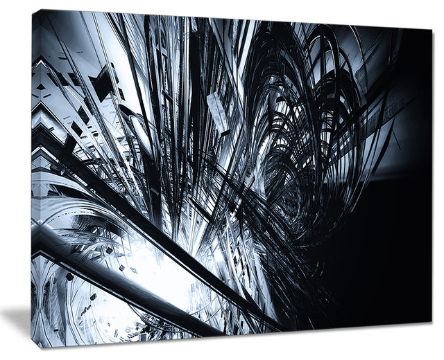 "3D Abstract Art, Black White" Abstract Digital Canvas Print, 20"x12 ...