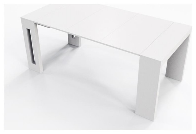 Modern Elasto Engineered Wood Italian Extendable Console Table in White ...