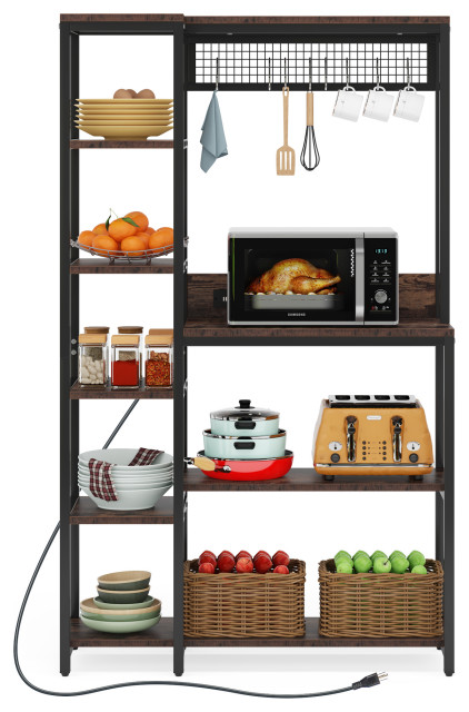 Tribesigns Bakers Rack With Power Outlets, 8-Tier Microwave Stand With ...