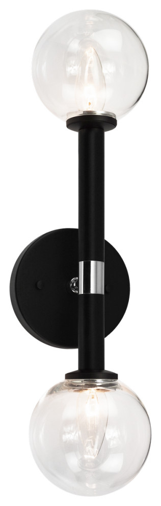 Matteo Lighting W75302BKCL Two Light Wall Sconce, Black Finish ...
