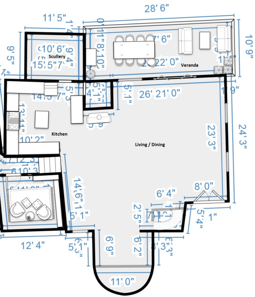 Large, awkward open plan layout problem