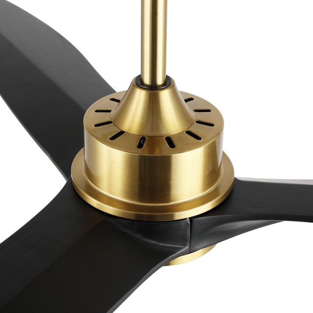 52" Solid Wood 3-Blade Propeller Ceiling Fan With Remote - Transitional ...