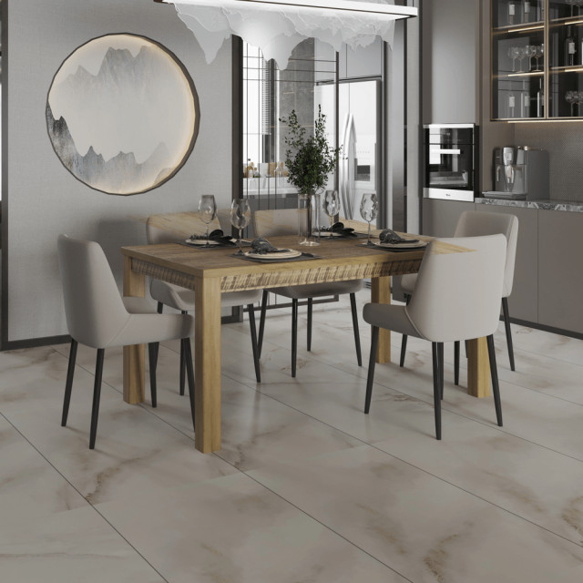 35" Walnut Light Brown Rectangular Solid Wood Dining Table - Farmhouse ...