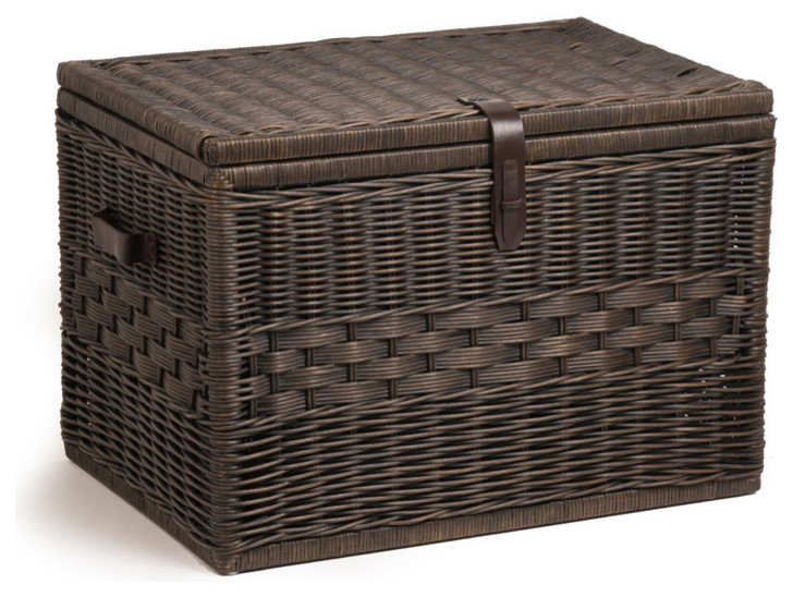 Deep Wicker Storage Trunk, Large - Contemporary - Decorative Trunks ...