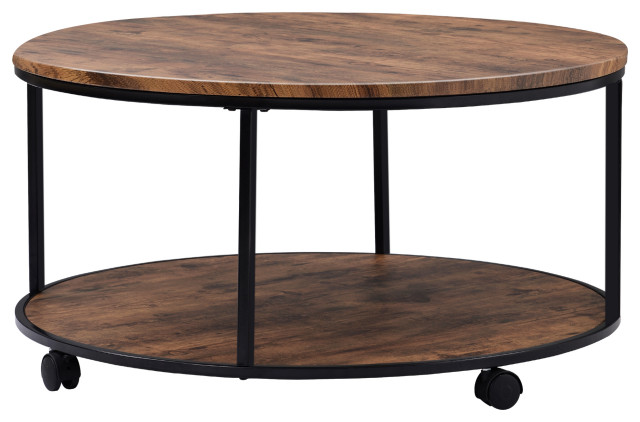 Wood Coffee Table with Caster Wheels - Industrial - Coffee Tables - by ...