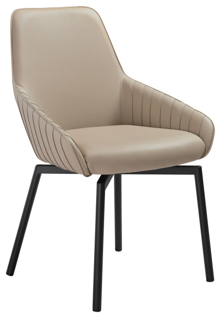 Shilo Swivel Upholstered Dining Chair in Faux Leather with Black Metal ...