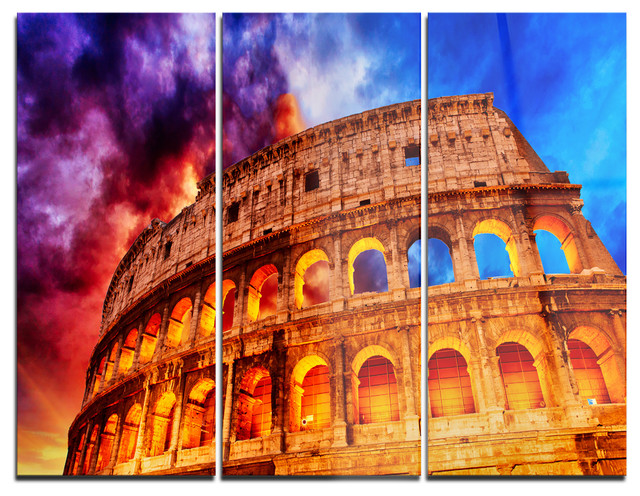 "Colosseum Rome Italy" Photo Metal Wall Art, 3 Panels, 36"x28", 36"x28 ...
