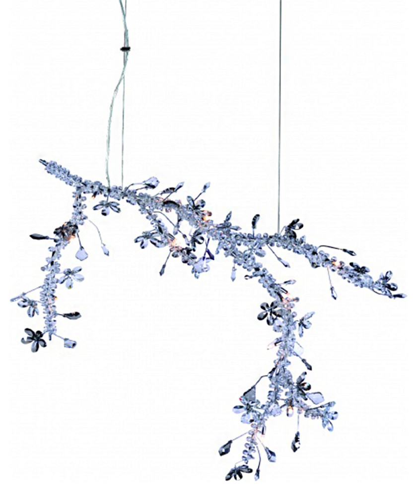 Smoke and Clear Crystal Branch Light Fixture With Clear Beaded Crystal ...