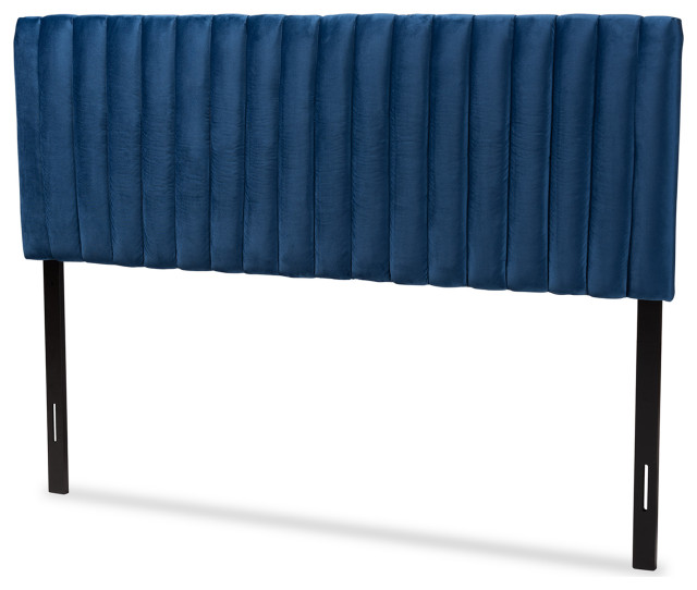 Jareth Modern Navy Blue Velvet Upholstered Queen Size Headboard ...