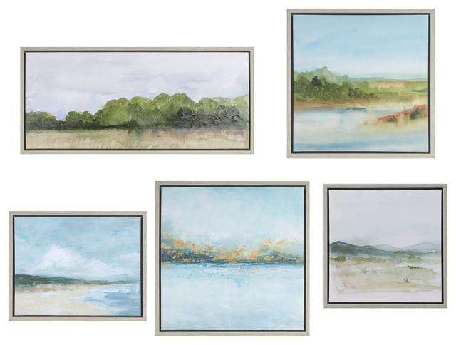 Martha Stewart Vista Abstract Landscape 5-piece Gallery Canvas Wall Art ...