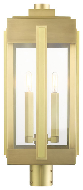 Natural Brass Art Deco, Sophisticated Outdoor Post Top Lantern ...