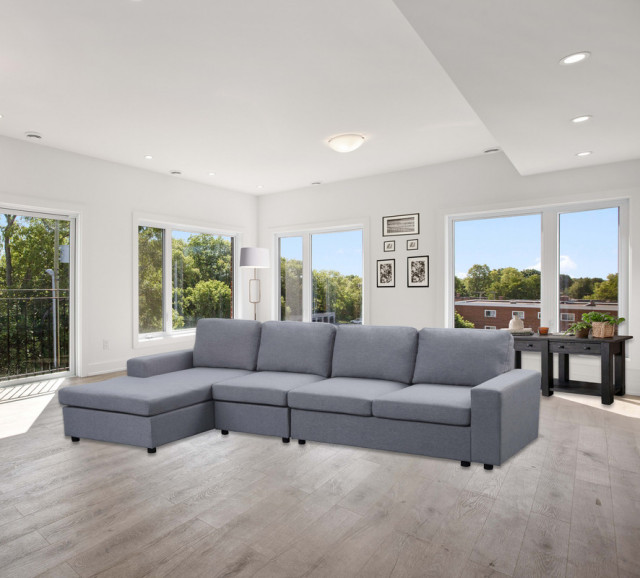 Bailey Sofa With Reversible Chaise, Linen - Transitional - Sectional ...