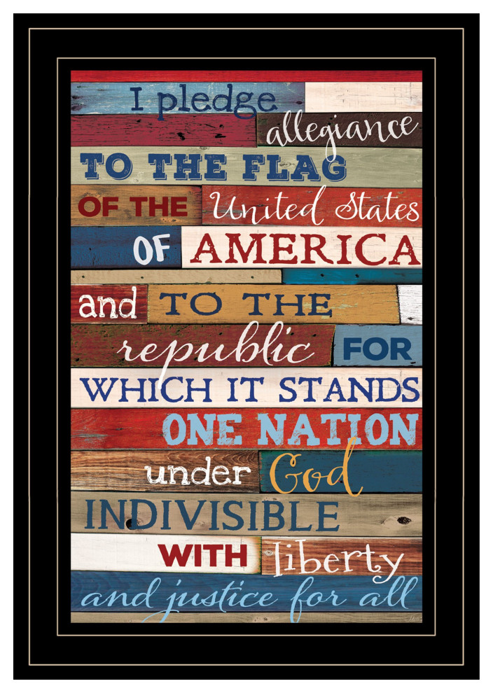 Red White and Blue Pledge Of Allegiance Black Framed Print Wall Art ...