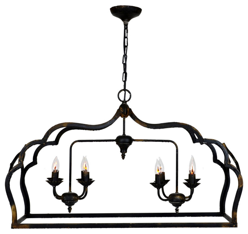 Jennet 8 Light Black Rectangular Lantern - Traditional - Kitchen Island ...