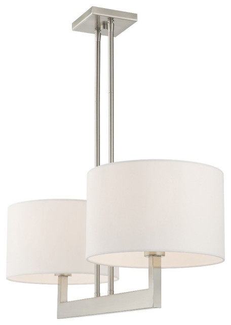 Modern Contemporary Two Light Chandelier-Brushed Nickel Finish ...