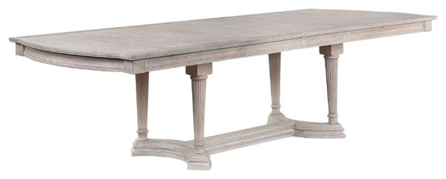 Benzara BM261721 Dining Table With Reeded Legs/2 Extension Leaf ...