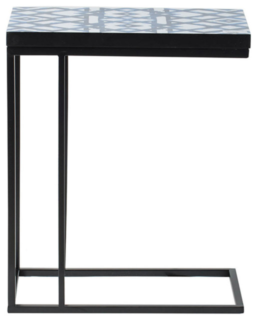 AB Home Modern Triangles Side Table With Black And Indigo Finish 44729 ...