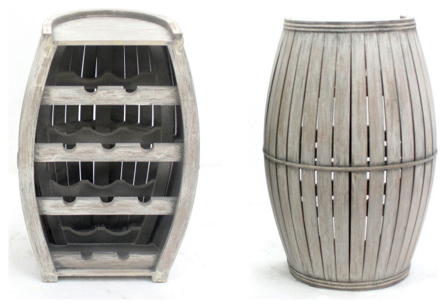 Small Sized Antique Half-Barrel Wooden Wine Rack - Rustic - Wine Racks ...