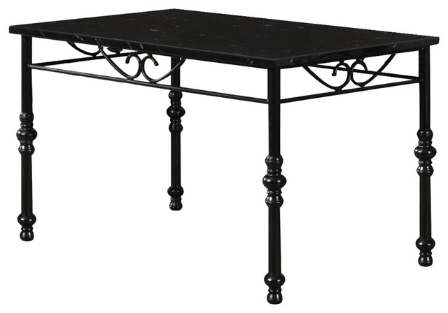 Metal Dining Table With Marble Top Black - Traditional - Dining Tables - by Benzara Inc | Houzz