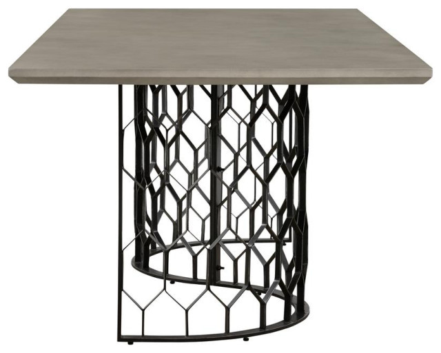 Solange Concrete and Black Metal Rectangular Dining Table ...
