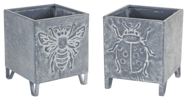 Insect Pot (Set Of 2) 6.75"L x 7.5"H Iron - Farmhouse - Indoor Pots And ...