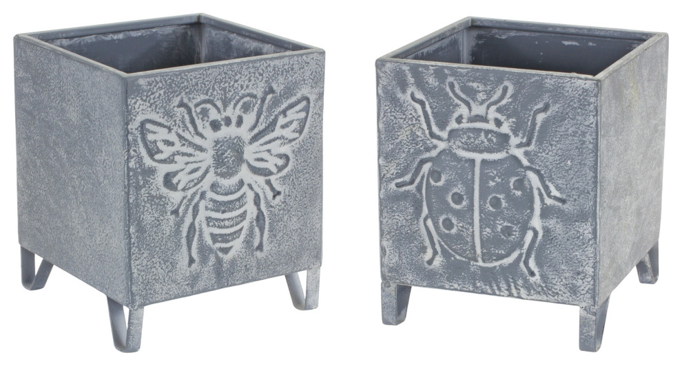 Insect Pot (Set Of 2) 6.75"L x 7.5"H Iron - Farmhouse - Indoor Pots And ...