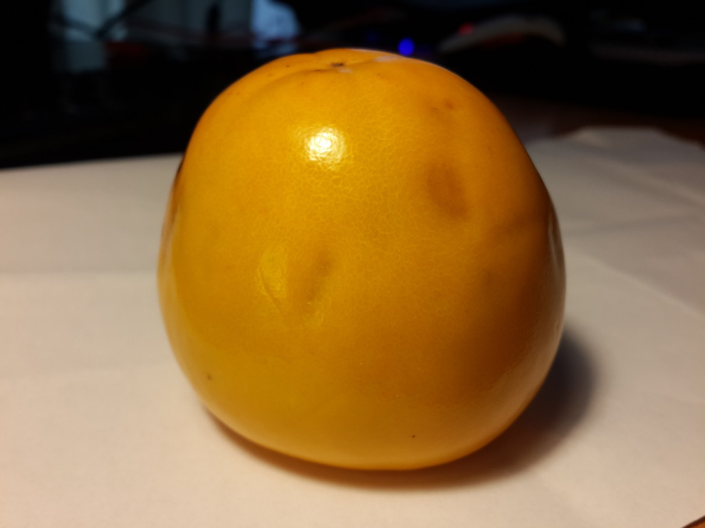 Dark spots inside and outside on persimmon fruit