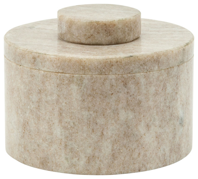 Marble 4" Round Box W/ Knob, Gray - Contemporary - Decorative Boxes ...
