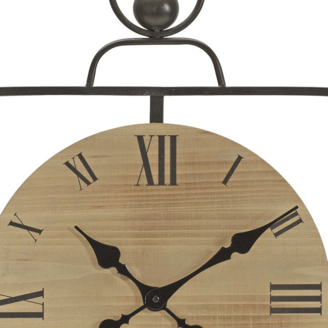 18" Square Brown and Black Wood and Solid Wood Analog Wall Clock ...