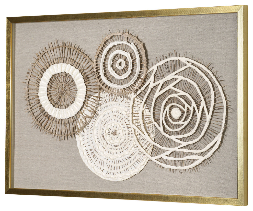 Boho Handmade Framed Paper Shadow Box Wall Art Decor 23.75"x35.5", 23. ...