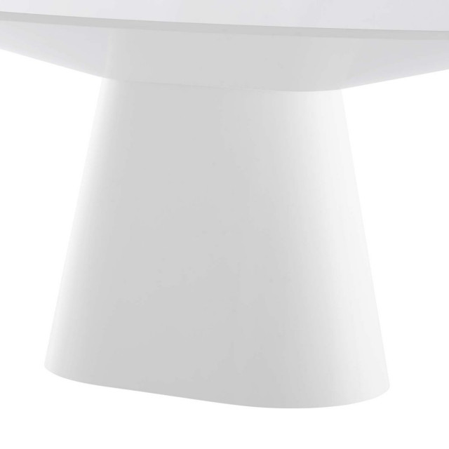 Modern Dining Table, Oval Shaped Top With Pedestal Base, High Gloss ...