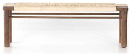 Macias Bench Matte Black Rope - Beach Style - Upholstered Benches - by ...