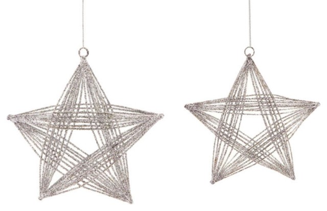 Dimensional Wire Frame Star Christmas Ornaments, Set of 2 ...