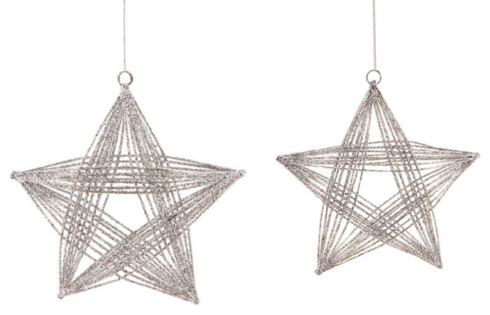 Dimensional Wire Frame Star Christmas Ornaments, Set of 2 ...