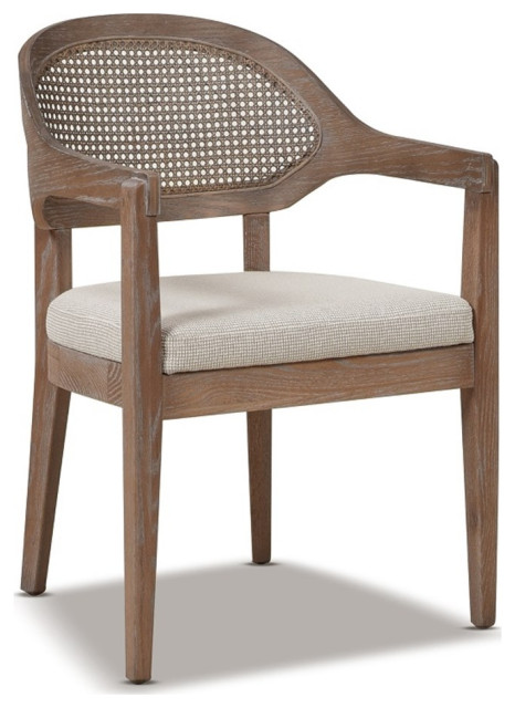 Pemberly Row Mid-Century Cane Back Dining Chair Taupe Beige Textured ...