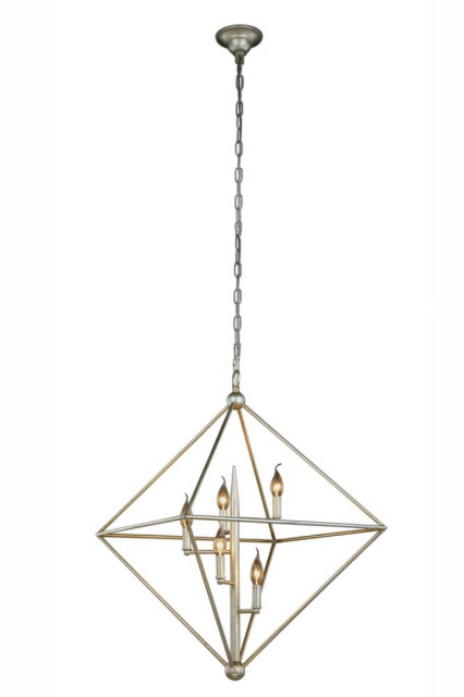 Elegant 1495D30SL Nora 5 Light Vintage Silver Leaf Pendant ...