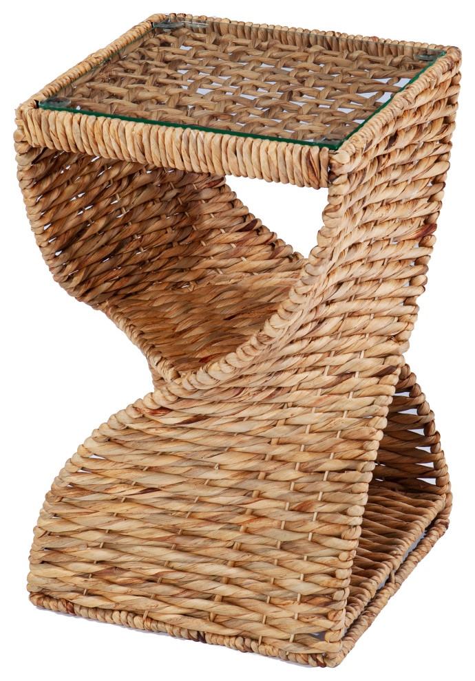 Konya Water Hyacinth Accent Table - Beach Style - Side Tables And End ...