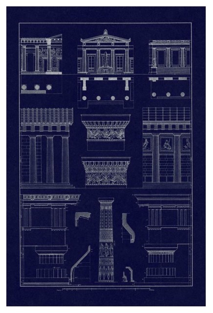 "Doric Order, Temple of Zeus and Cased Column (Blueprint)" Paper Art ...