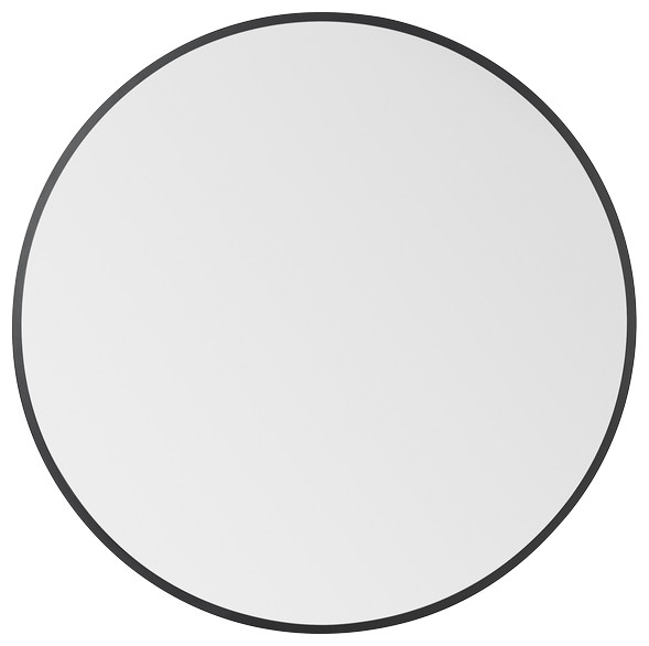 Nuova 24 In.x24 In. Framed Round Mirror, Matte Black - Transitional ...