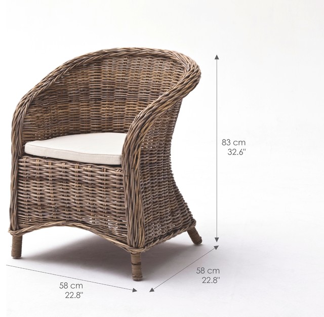 Wickerworks Bonsun Wickerworks Dining Chair With Cushion, Set of 2 ...