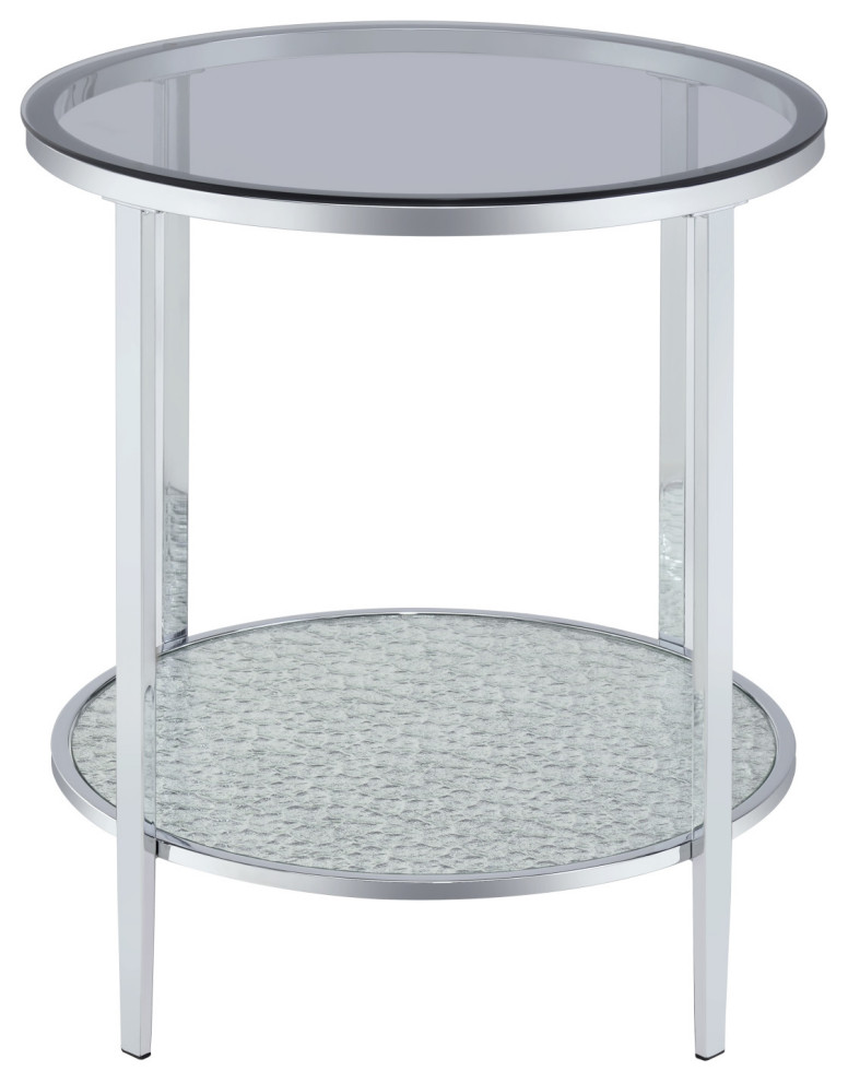 Frostine Round Chrome and Tempered Glass End Table - Contemporary ...