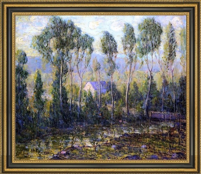 Ernest Lawson Poplars Along a River Framed Premium Canvas Print, 20"x25 ...