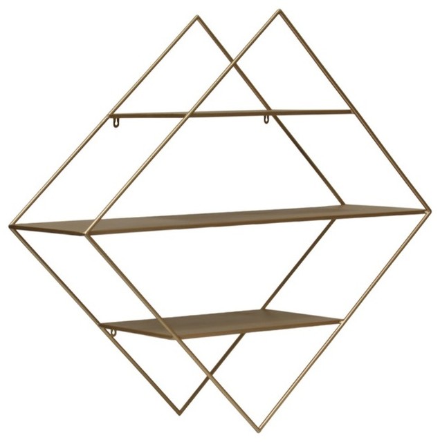 Metal Triangular Pyramid Style 3-Tier Wall Shelf, Gold - Contemporary ...