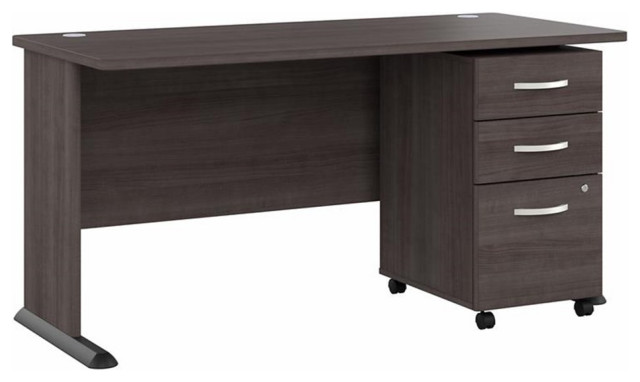 Studio A 60W Computer Desk with Drawers in Storm Gray - Engineered Wood ...