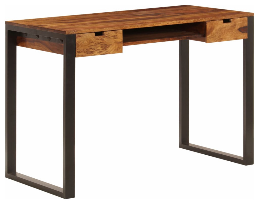 vidaXL Desk Computer Desk Home Office Desk with Steel Legs Solid ...