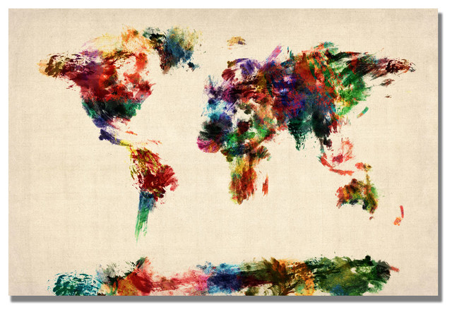 'Abstract Painting World Map' Canvas Art by Michael Tompsett, 16" x 24 ...
