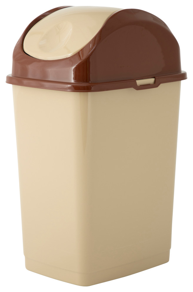 Superio Slim Trash Can with Swing Top Lid, Beige/brown, 4.5-gallon ...